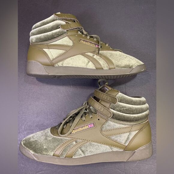 Reebok | Shoes | Reebok Womens Freestyle Hi Velvet Green Sneakers Shoe ...